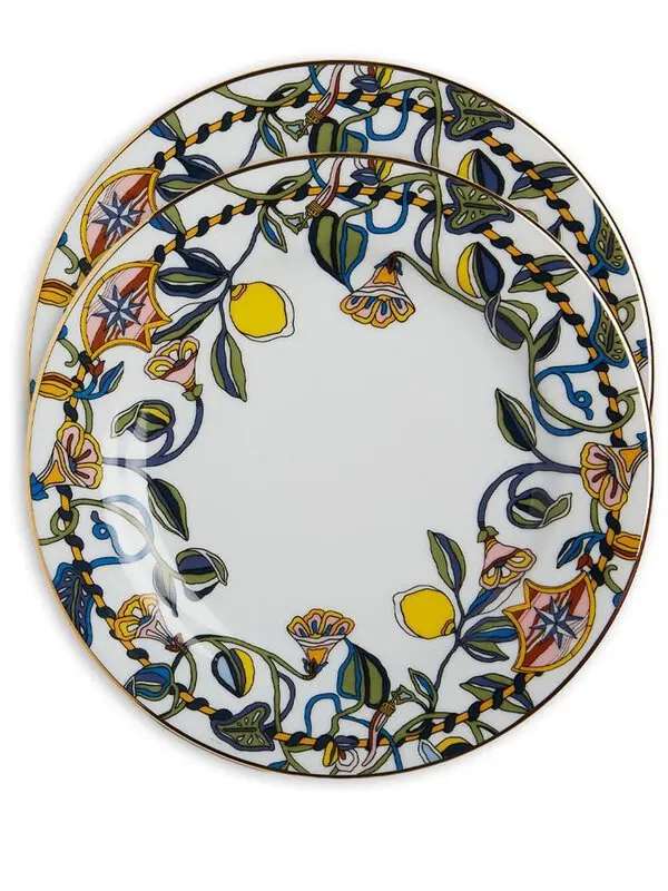 La DoubleJ Graphic-print Dessert Plates - White