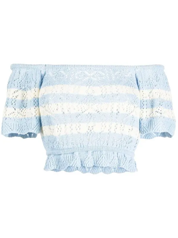 B+AB Pointelle-knit Off-shoulder Top