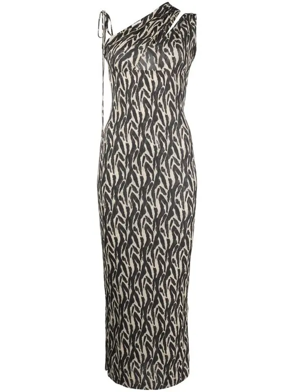 Nanushka Printed One-shoulder Midi Dress