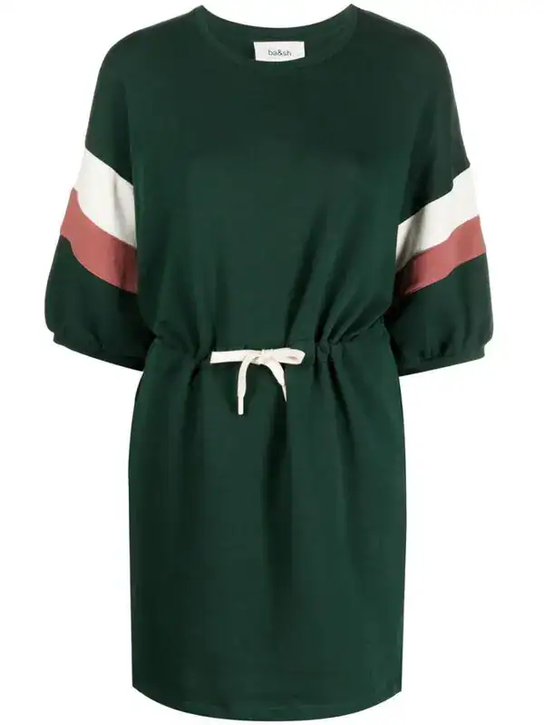 Ba&Sh Drawstring-Waist Sweatshirt Dress - Green | Editorialist