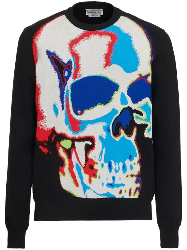 Alexander McQueen Skull Graffiti Intarsia-knit Sweater - Black