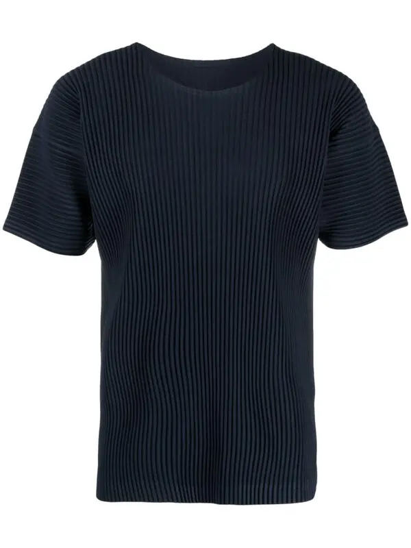 Issey Miyake Ribbed-effect T-shirt - Blue