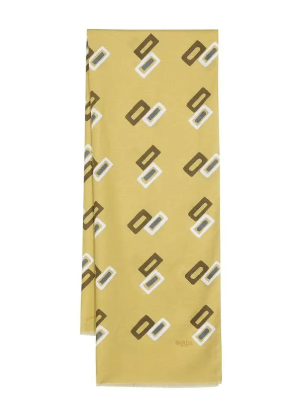 BARBA NAPOLI Graphic-print Frayed Scarf - Green
