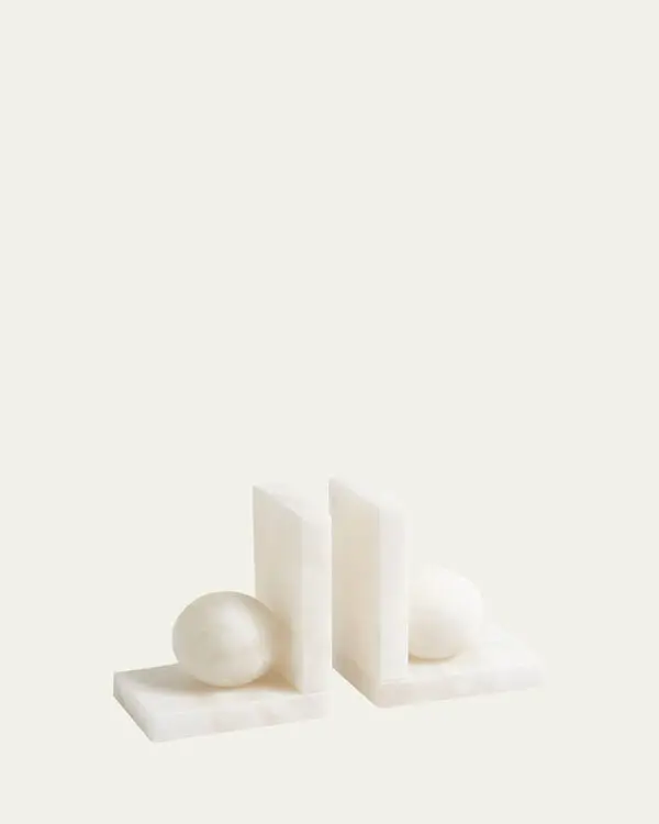 GLOBAL VIEWS Alabaster Ball Bookends Pair
