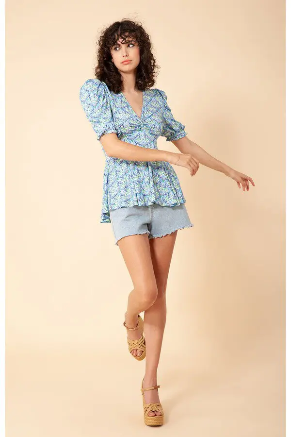 Hale Bob Lenora Jersey Top - Blue