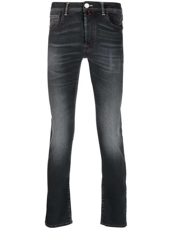 BILLIONAIRE Logo-patch Straight Leg Jeans - Grey