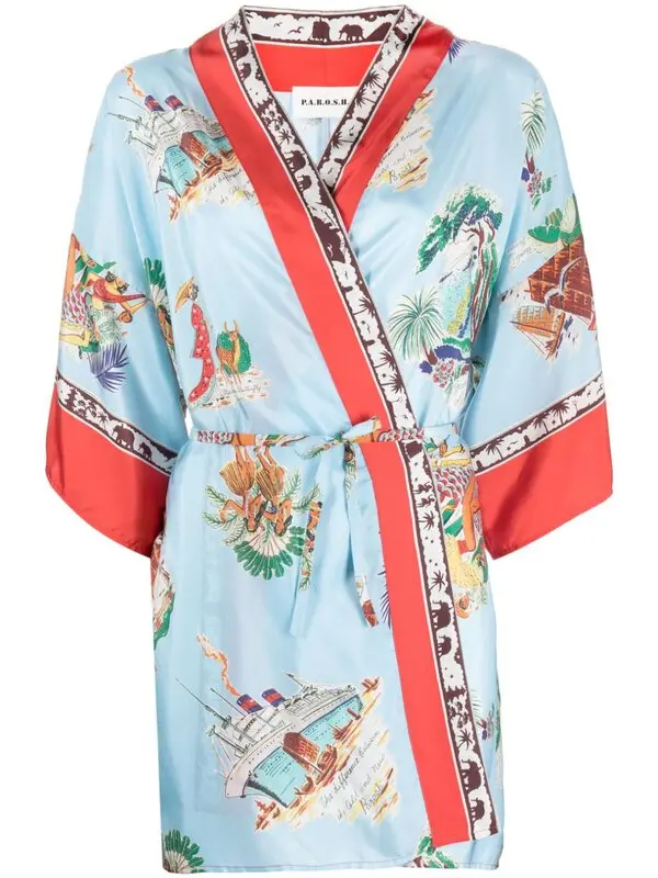 P.a.r.o.s.h Graphic-print Silk Poncho