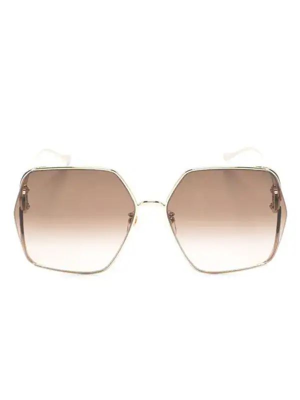 Gucci Interlocking G Logo Sunglasses - Gold | Editorialist