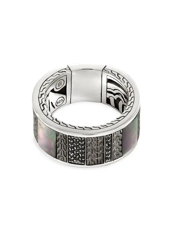 John Hardy Thailand Carved Chain Inlay Band Ring