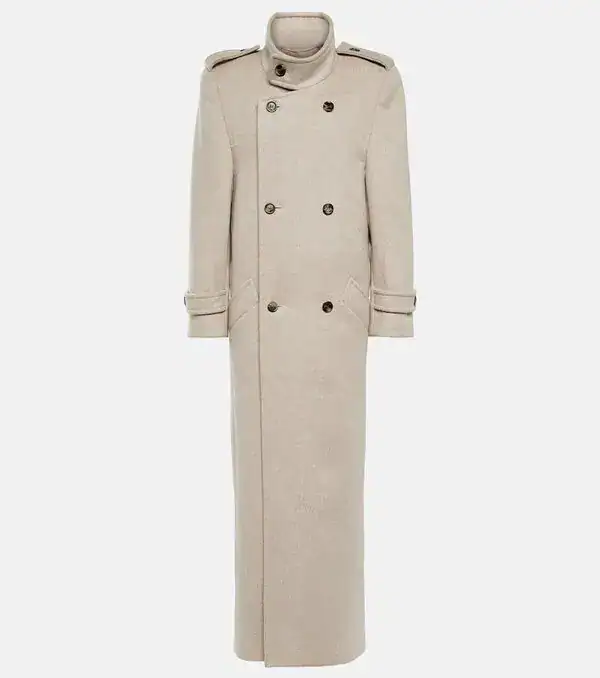 Saint Laurent Oversized Wool Coat - Beige | Editorialist