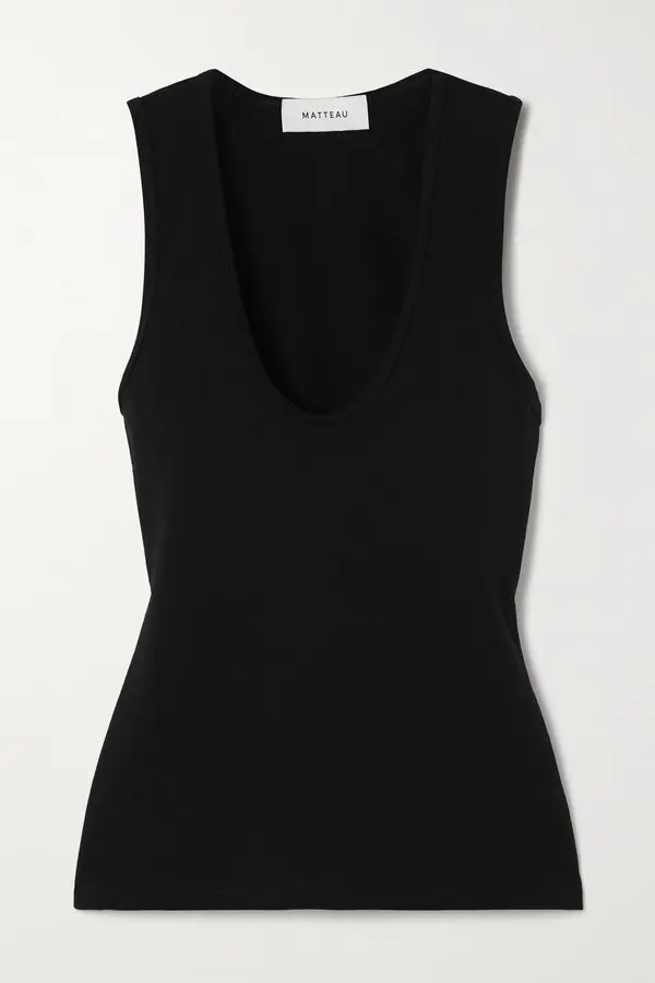 Matteau Net Sustain Organic Cotton-blend Jersey Tank - Black