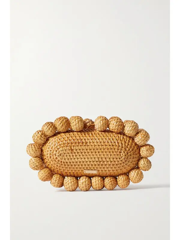 Cult Gaia Jaya Beaded Rattan Clutch