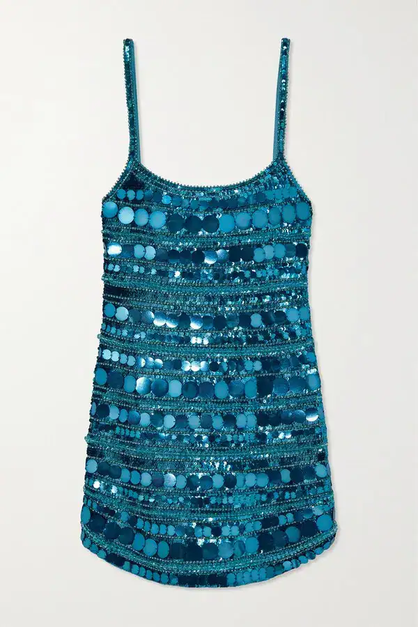 Retrofete Monae Crystal-Embellished Sequined Tulle Mini Dress In Blue - 50%  Off | Editorialist