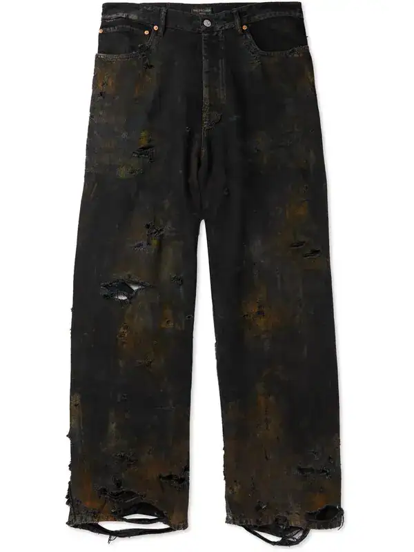 TheMogan Men's Ankle Zipper Distressed Destroyed Ripped Washed Skinny