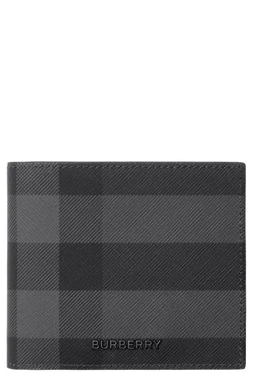 Burberry Check Coated Canvas Bifold Wallet - Charcoal