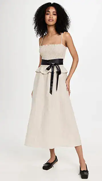 Reformation Miles Linen Midi Dress In Oatmeal - 70% Off | Editorialist