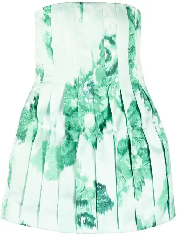 Emilia Wickstead Skylar Rose-Print Pleated Dress Green
