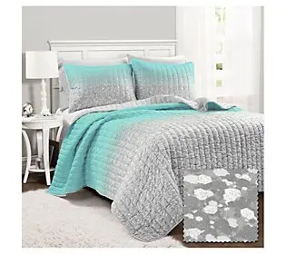 LUSH DECOR Glitter Ombre Metallic Twin Quilt Se T