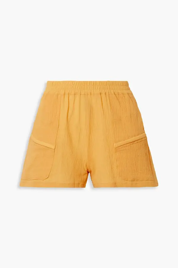 Paradised Prim Cotton-gauze Shorts - Saffron