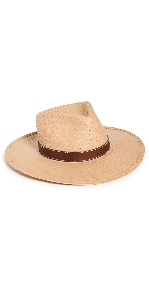 WIDE BRIM JANESSA LEONE HALSTON HAT - SAND Janessa Leone Halston Packable Hat in Sand | FWRD main image 2