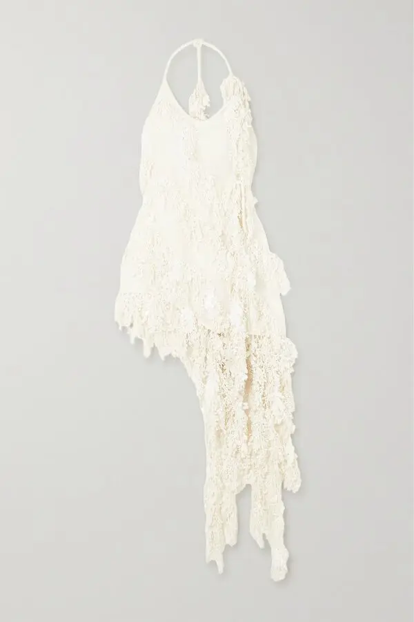 navy blue dress for baby girl Zimmermann Tama Asymmetric Embellished Linen And Silk-Blend Organza Dress  In Ivory - 30% Off