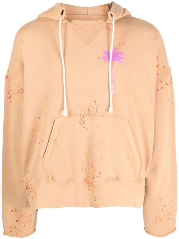 Palm Angels Logo-print Paint-splatter Hoodie