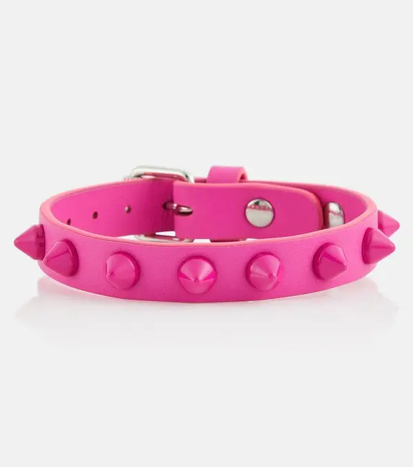 CHRISTIAN LOUBOUTIN Loubilink Embellished Leather Bracelet - Black