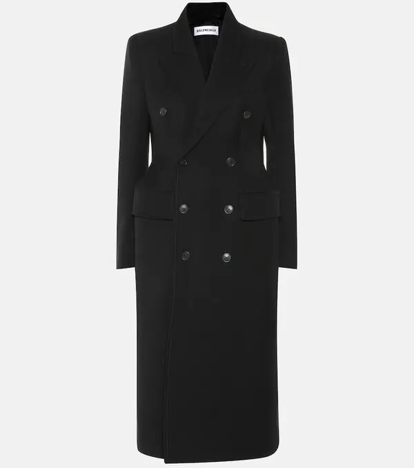 Balenciaga Hourglass Wool-blend Coat - Black
