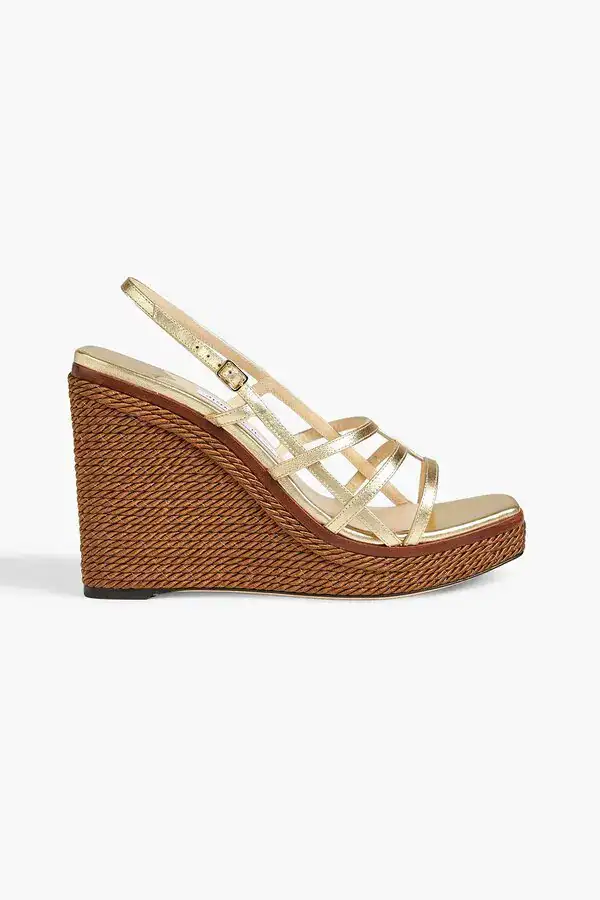 Jimmy Choo Wedge Gold Ayla 110 Gold Metallic Leather Wedge JIMMY CHOO