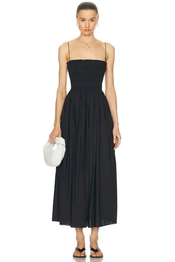knee length dresses for ladies Shirred Midi Dress – Chikabonita
