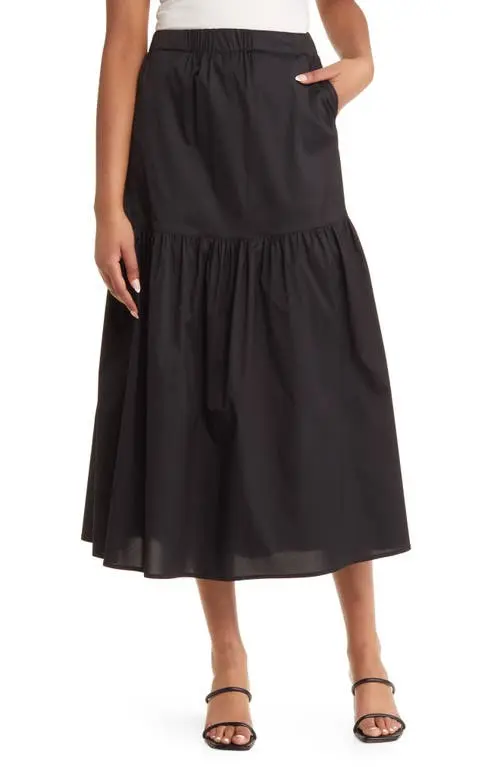 Misook Cotton-blend Flounce Hem Maxi Skirt