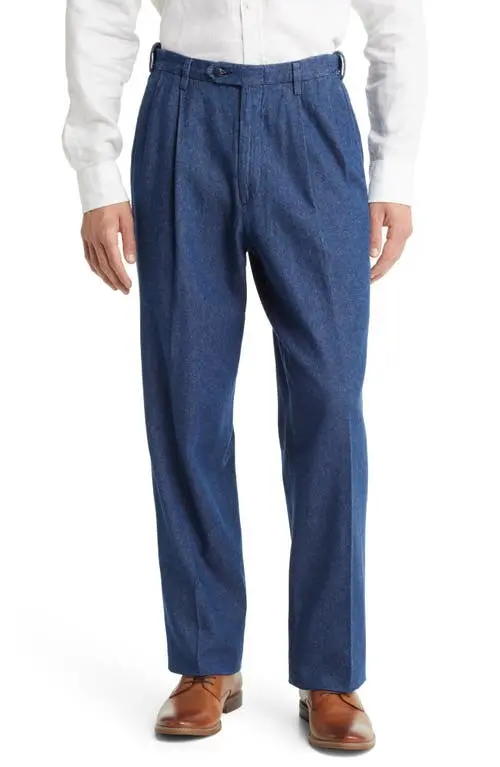 Berle Pleated Denim Trousers