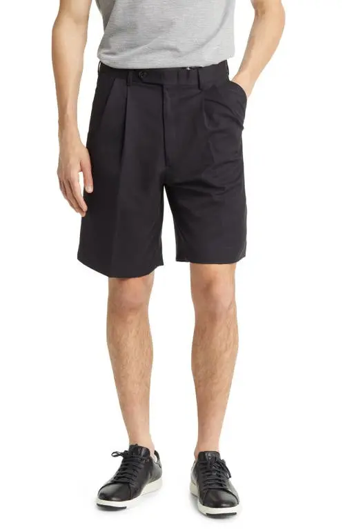 Berle Microfiber Pleated Shorts - Black