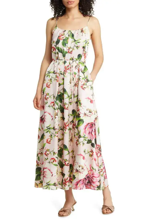 Sam Edelman Floral Trapeze Maxi Dress In Blush Multi - 61% Off |  Editorialist
