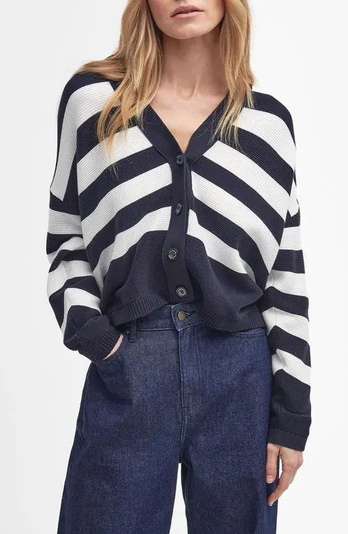 Barbour Mariner Stripe Cotton Cardigan - Navy Stripe
