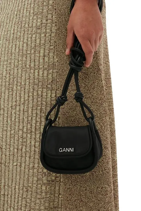 Ganni Knot Mini Flap Over Bag - Black | Editorialist