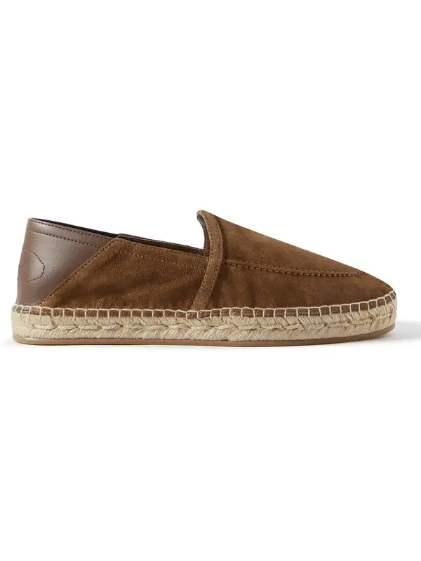 Brioni Leather-Trimmed Suede Espadrilles In Brown - 50% Off  display picture 2