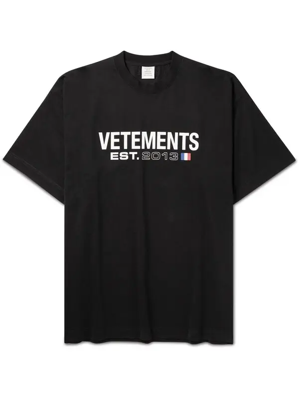Vetements Oversized Logo-Print Cotton-Jersey T-Shirt In Black 60