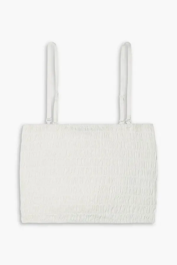ATM Anthony Thomas Melillo Cropped Shirred Linen Tank - Off-white