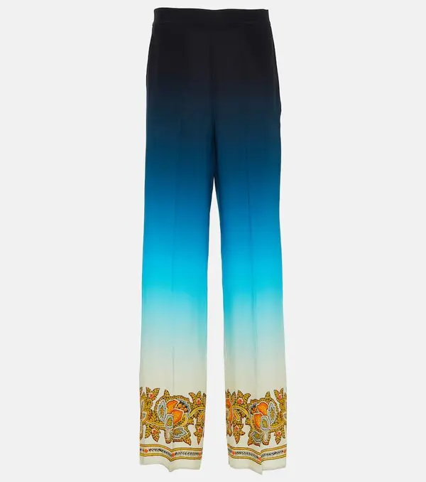 Etro Ombré Printed Wide-leg Pants - Blue