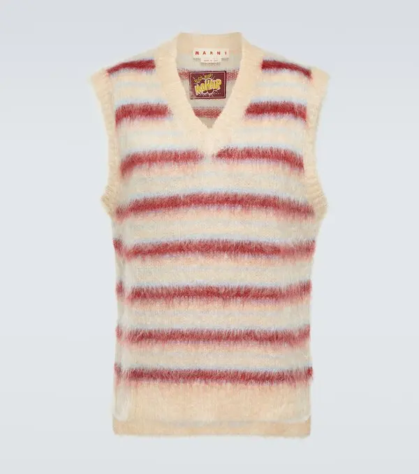 Marni Striped Wool-blend Sweater Vest - Beige