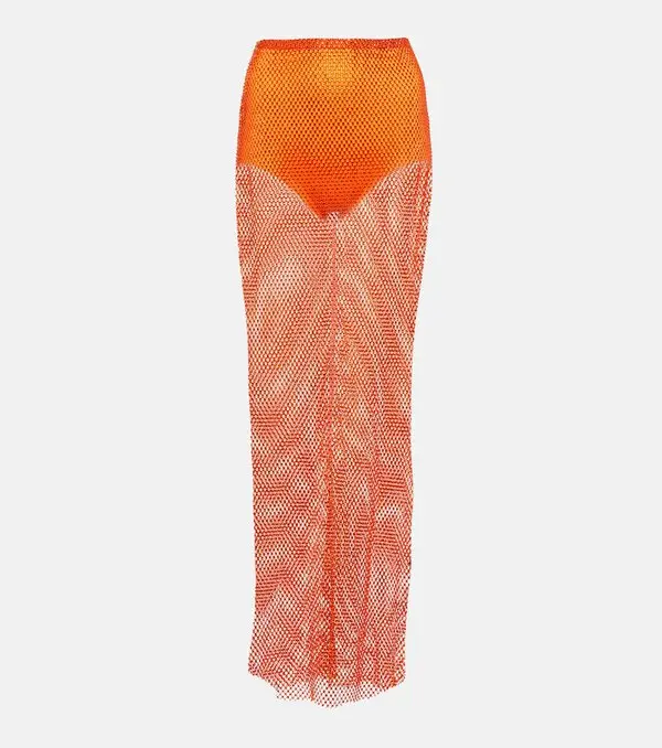 Giuseppe Di Morabito Crystal-embellished Mesh Maxi Skirt
