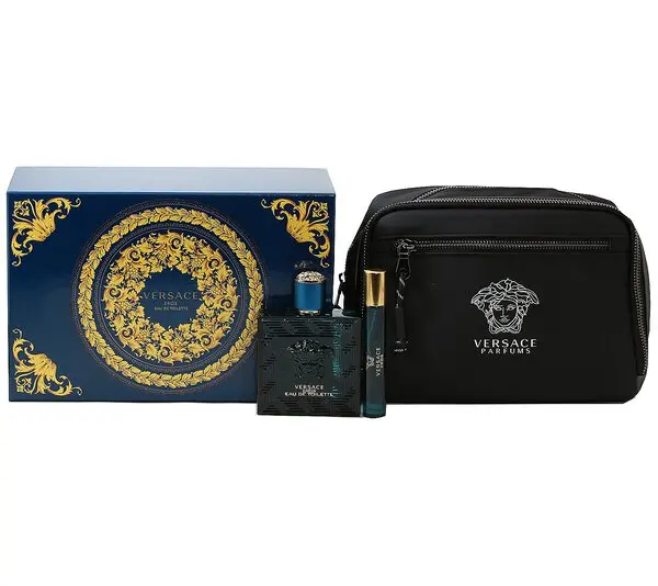 Versace Eros For Eau De Toilette Spray & Trousse Set - One-color