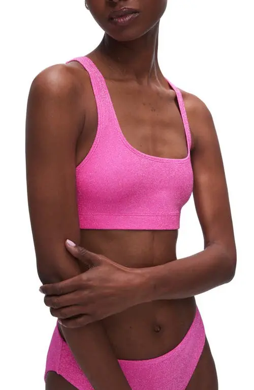 Good American Sparkle Metallic Bikini Top - Knockoutpink001