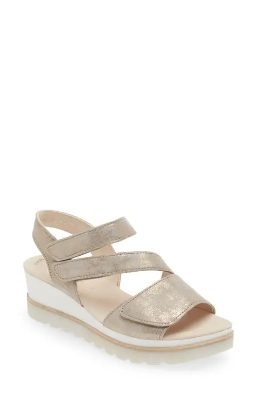 Gabor Asymmetric Strappy Wedge Sandal - Beige