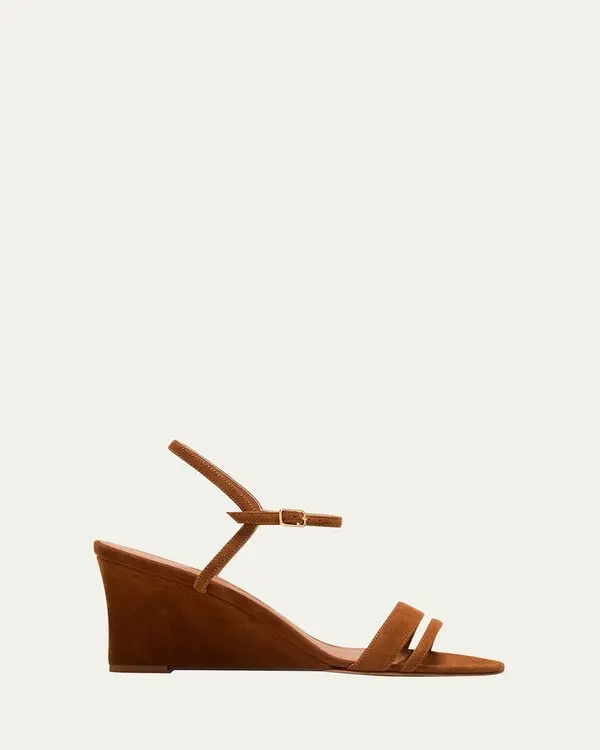 EMME PARSONS Suede And Leather Wedge Sandals - Caramel