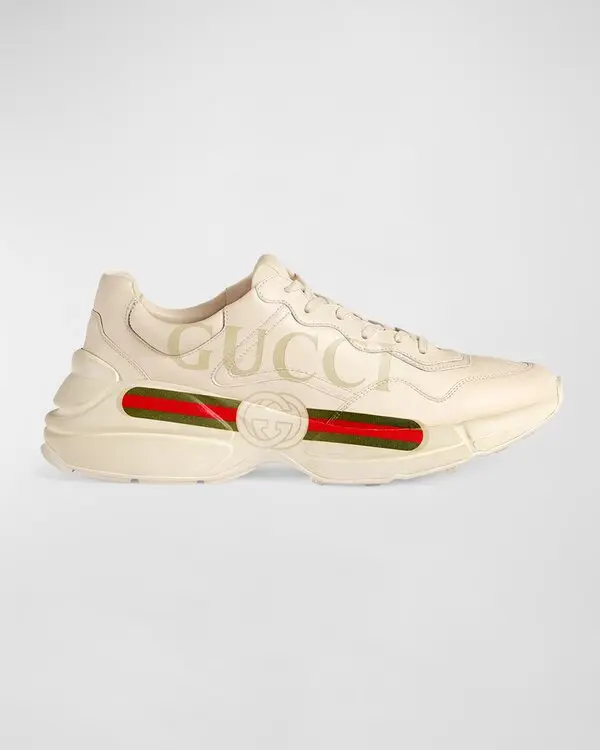 Gucci Rhyton Logo Leather Sneakers - Ivory | Editorialist