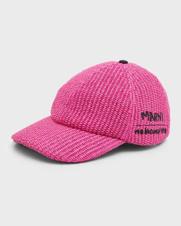 Marni X No Vacancy Inn Raffia Baseball Hat - Fuschia