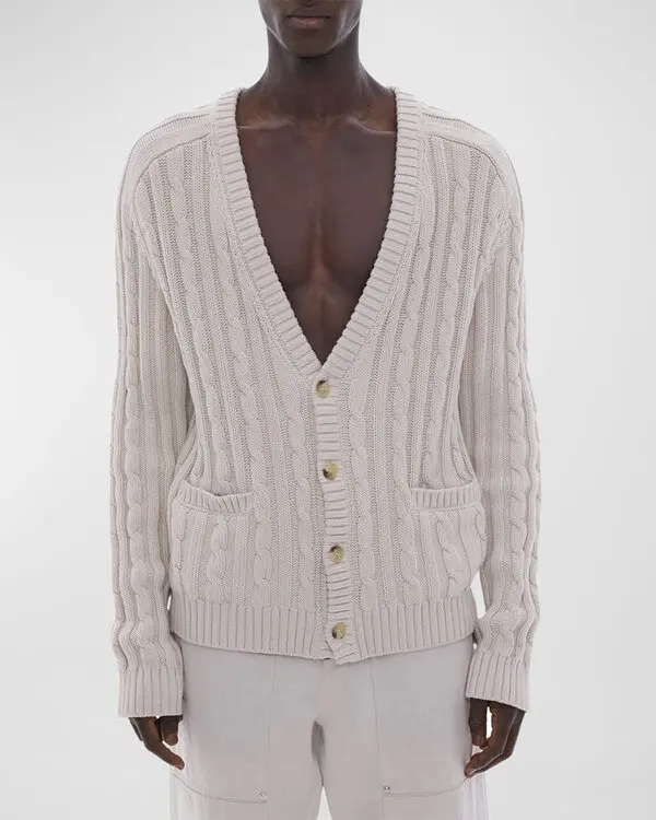 Helmut Lang Marc Cable-Knit Cardigan Dove Editorialist