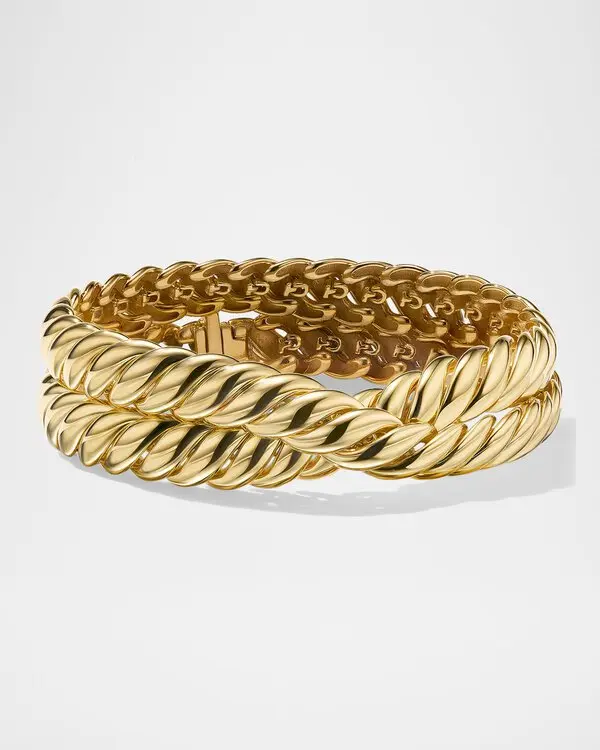 David Yurman 18k 8.5mm Sculpted Cable Two-wrap Bracelet - Gold
